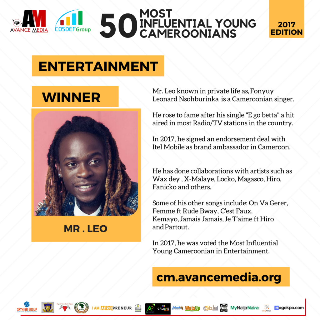 Avance Media | Mr. Leo voted 2017 Most Influential Young Cameroonian in ...